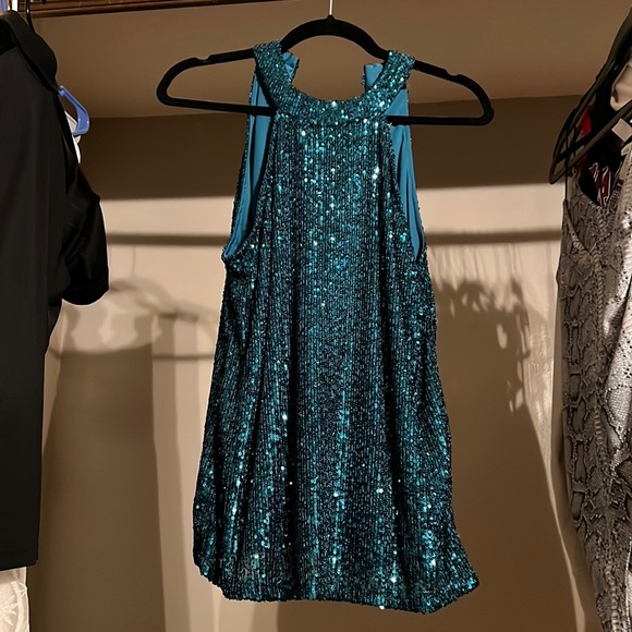 Cable & Gauge | Tops | Teal Sequin Blouse | Poshmark